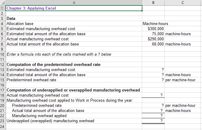 Solved Required Information Chapter 3: Applying Excel The | Chegg.com