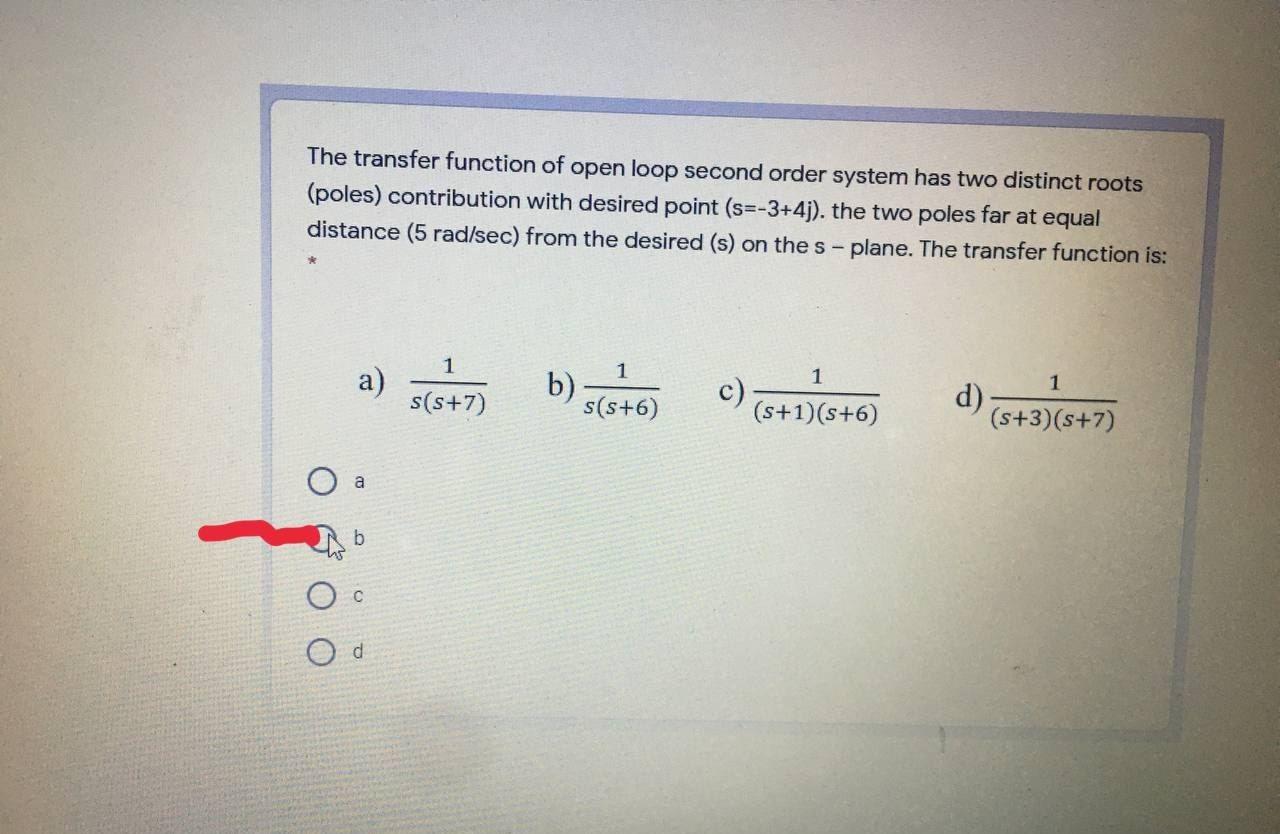 Solved The transfer function of open loop second order | Chegg.com