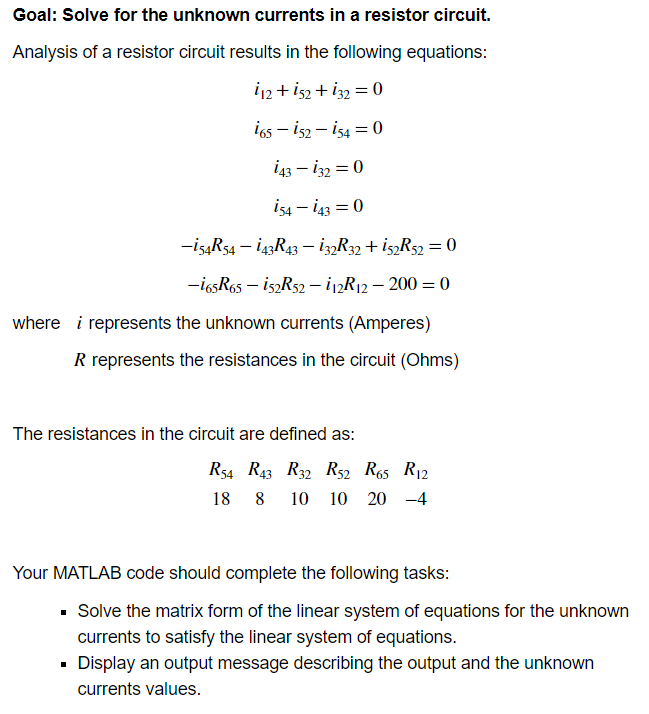 Solved Goal: Solve for the unknown currents in a resistor | Chegg.com