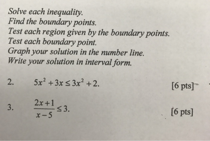 Solved Solve each inequality. Find the boundary points. | Chegg.com