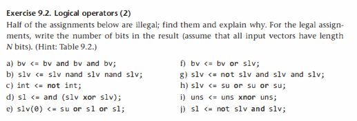 Solved Exercise 9.2. Logical operators (2) Half of the | Chegg.com