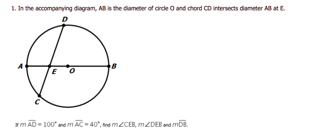 Solved 1. In the accompanying diagram, AB is the diameter of | Chegg.com