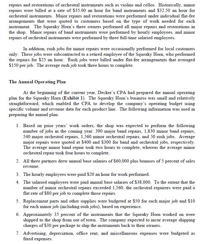 THE SQUEAKY HORN Eugene Decker hung up his office | Chegg.com