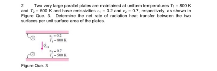 Solved Two very large parallel plates are maintained at | Chegg.com