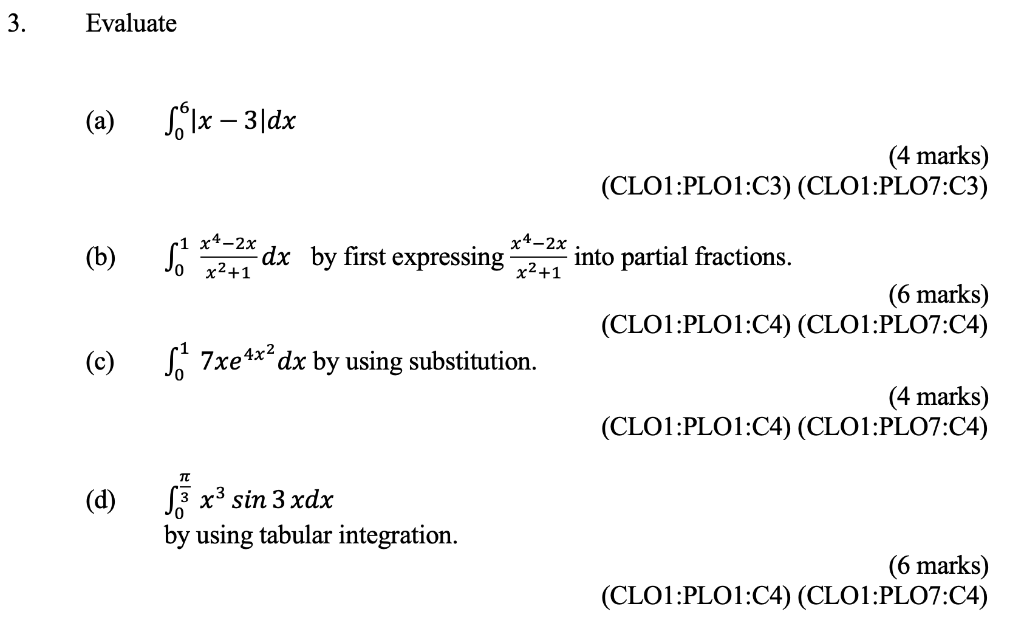Solved Evaluate (a) ∫06∣x−3∣dx (CLO1:PLO1:C3) (CLO1⋅PLO⋅C3) | Chegg.com