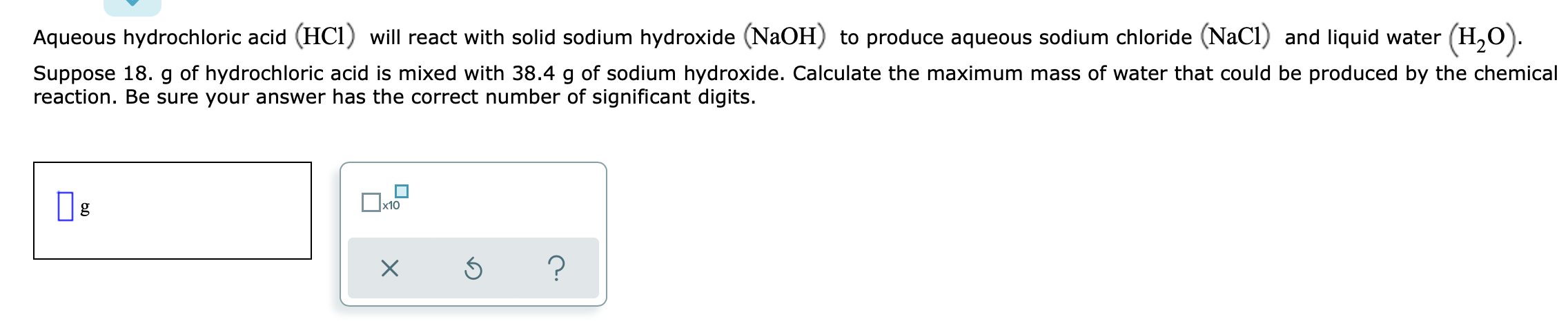 Solved Aqueous hydrochloric acid (HCI) will react with solid | Chegg.com