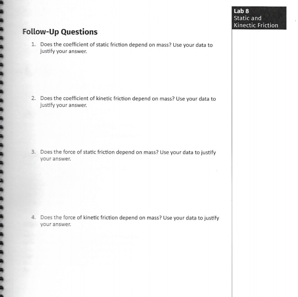 Solved Static and Kinetic Friction Observation sheet Part | Chegg.com