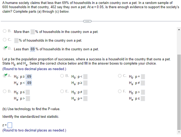 Solved (b) ﻿Use technology to find the P-value.Identify the | Chegg.com