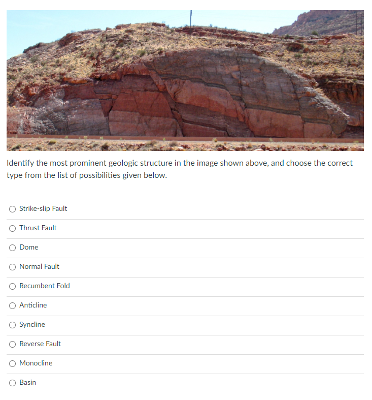Solved Identify the most prominent geologic structure in the | Chegg.com