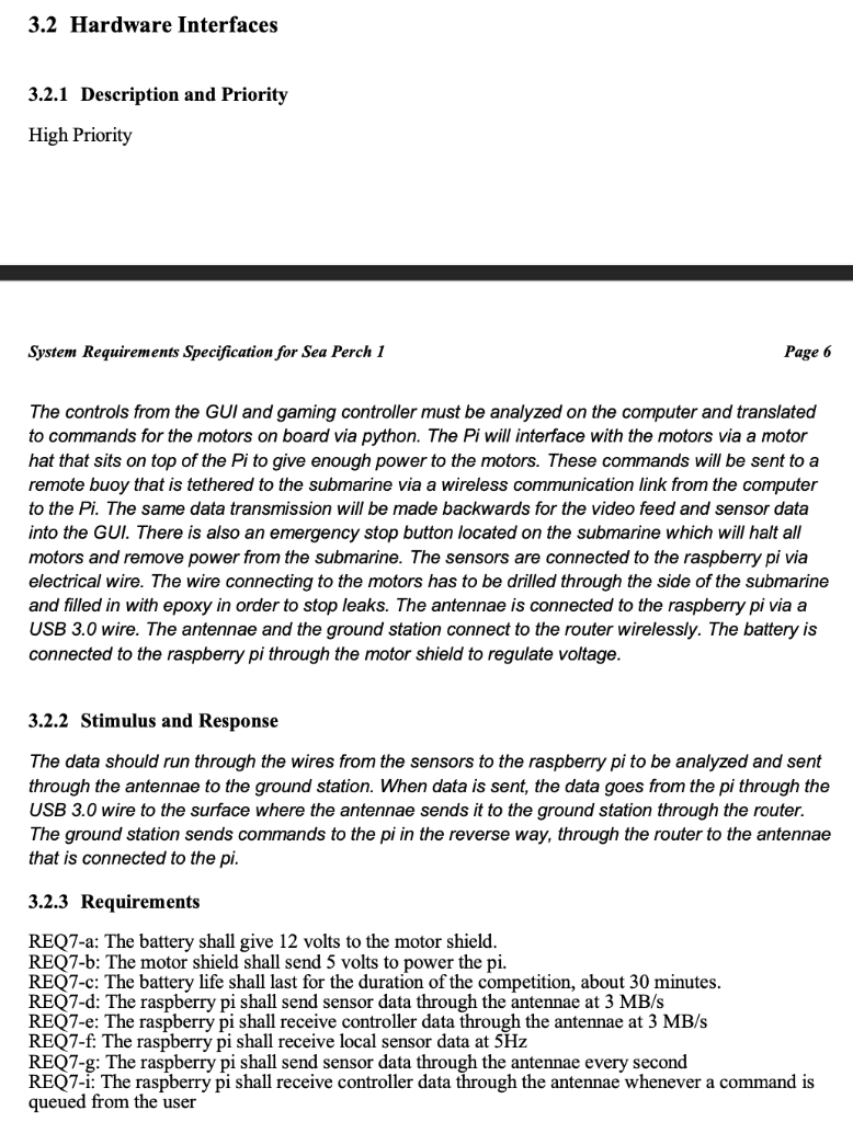 Solved 3.2 Hardware Interfaces 3.2.1 Description and | Chegg.com