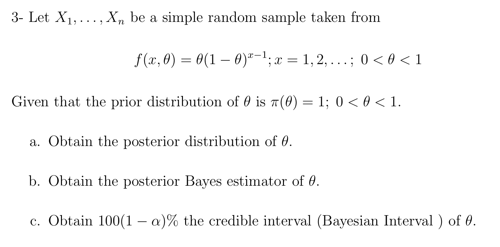 Solved 3- Let X1,…,Xn be a simple random sample taken from | Chegg.com