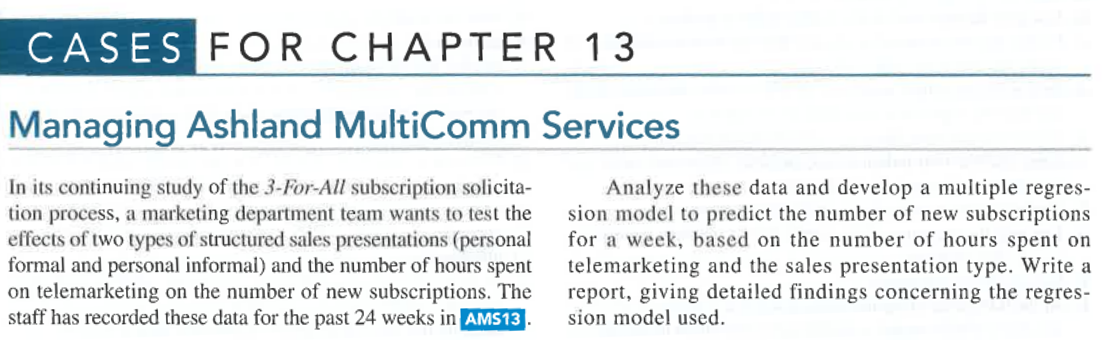 Managing Ashland MultiComm Services In its continuing | Chegg.com