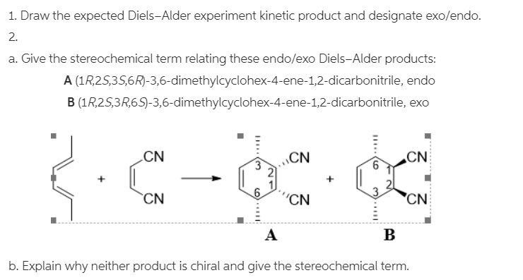 Solved 1. Draw the expected Diels-Alder experiment kinetic | Chegg.com