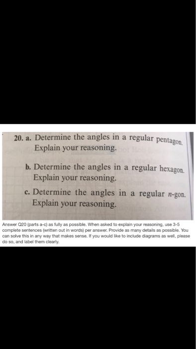 Solved 20. a. Determine the angles in a regular penta | Chegg.com