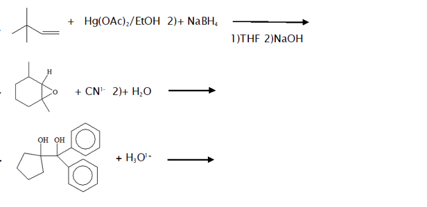 Solved + Hg(OAC)/EtOH 2)+ Na BH 1)THF 2)NaOH H + CN 2)+ H2O | Chegg.com