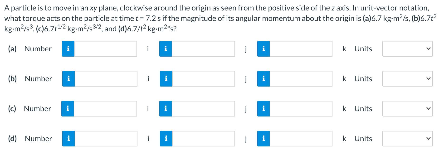 Solved A particle is to move in an xy plane, clockwise | Chegg.com