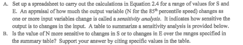 A. Set up a spreadsheet to carry out the calculations | Chegg.com
