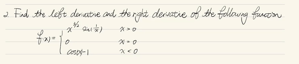 Solved 2. Find the left derivative and the right derivative | Chegg.com