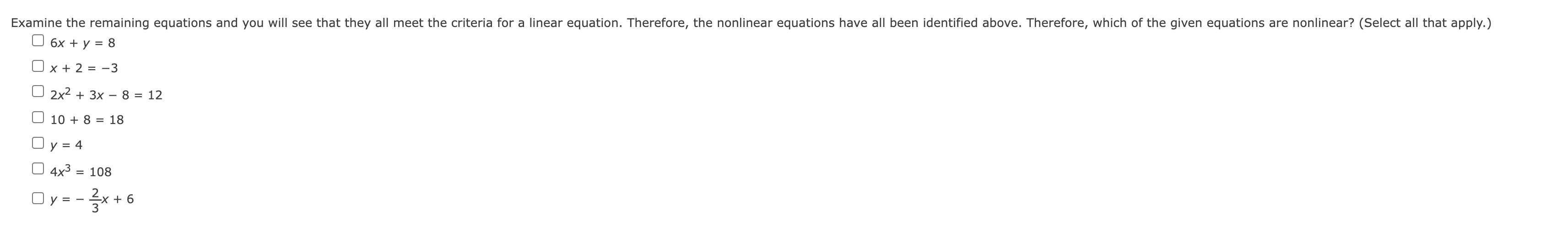 Solved Step 1 of 1 A linear equation is a first-degree | Chegg.com