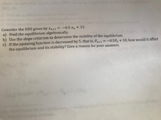 Solved Consider the DDS given by X -0.5 x + 15 a) Find the | Chegg.com