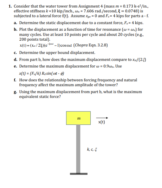 Solved 1. Consider that the water tower from Assignment 4 | Chegg.com