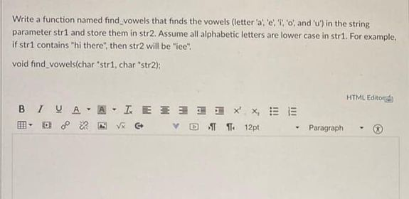 Solved Write a function named find vowels that finds the | Chegg.com