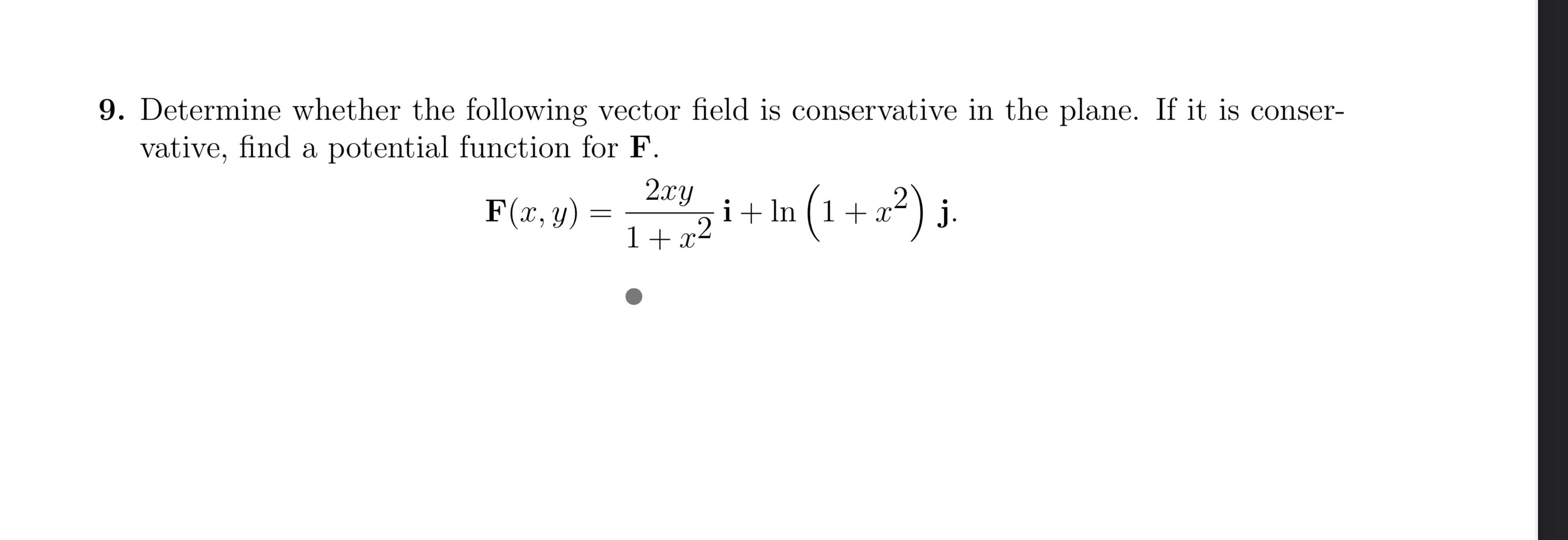 Solved Determine whether the following vector field is | Chegg.com