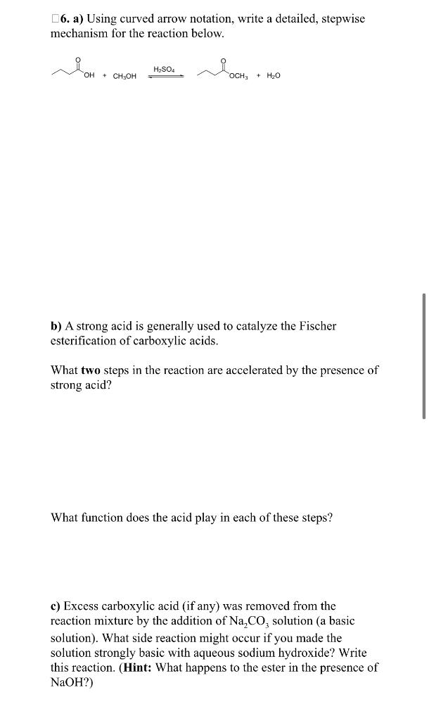 6. a) Using curved arrow notation, write a detailed, | Chegg.com