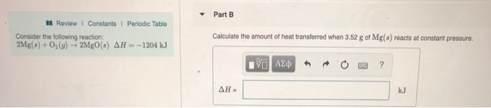 Solved Part B l Review 1 Constants Periodic Table Calculate | Chegg.com