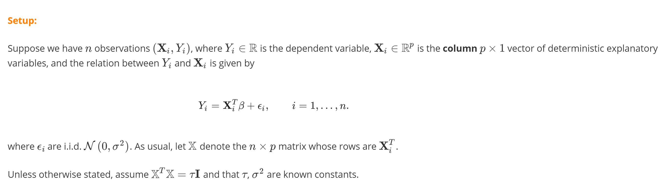 Solved Setup: Suppose we have n observations (Xị,Yi), where | Chegg.com