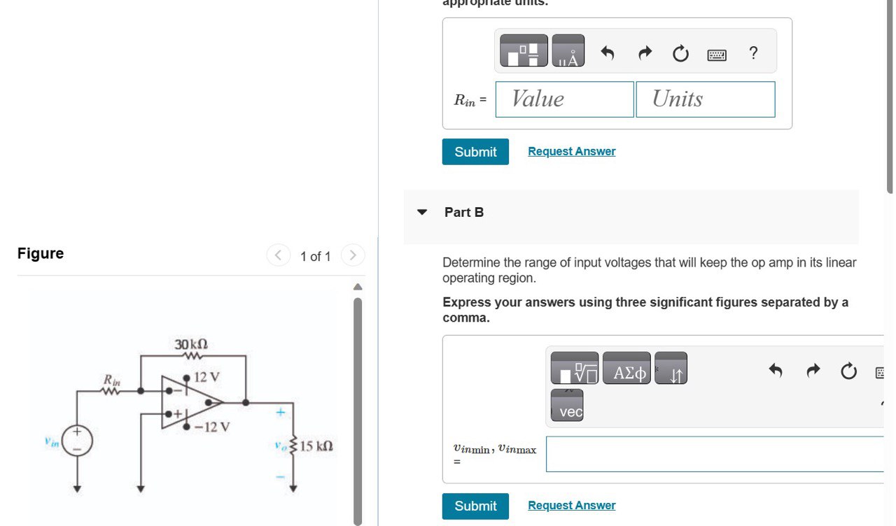 Rin =Request AnswerPart BFigure1 ﻿of 1Determine the | Chegg.com
