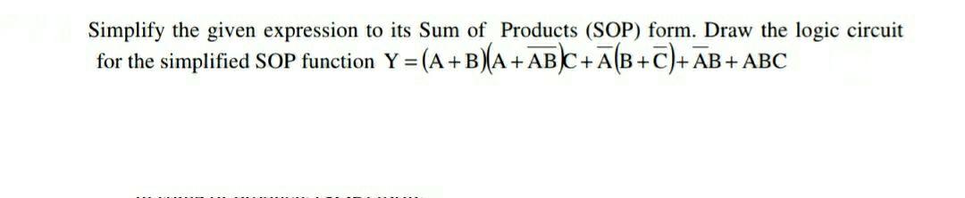 Solved Simplify the given expression to its Sum of Products | Chegg.com