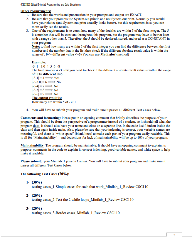 Solved (CSC205) Dbject Driented Pragramming and Data | Chegg.com