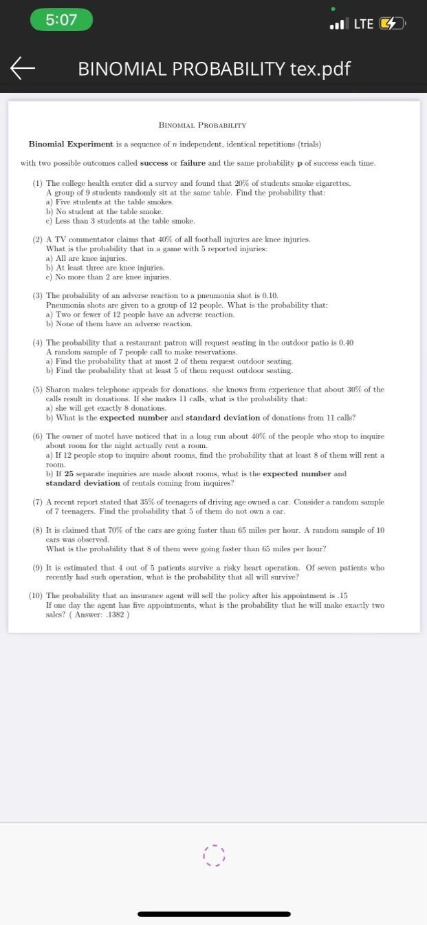 Solved Binomial Probability Binomial Experiment is a | Chegg.com