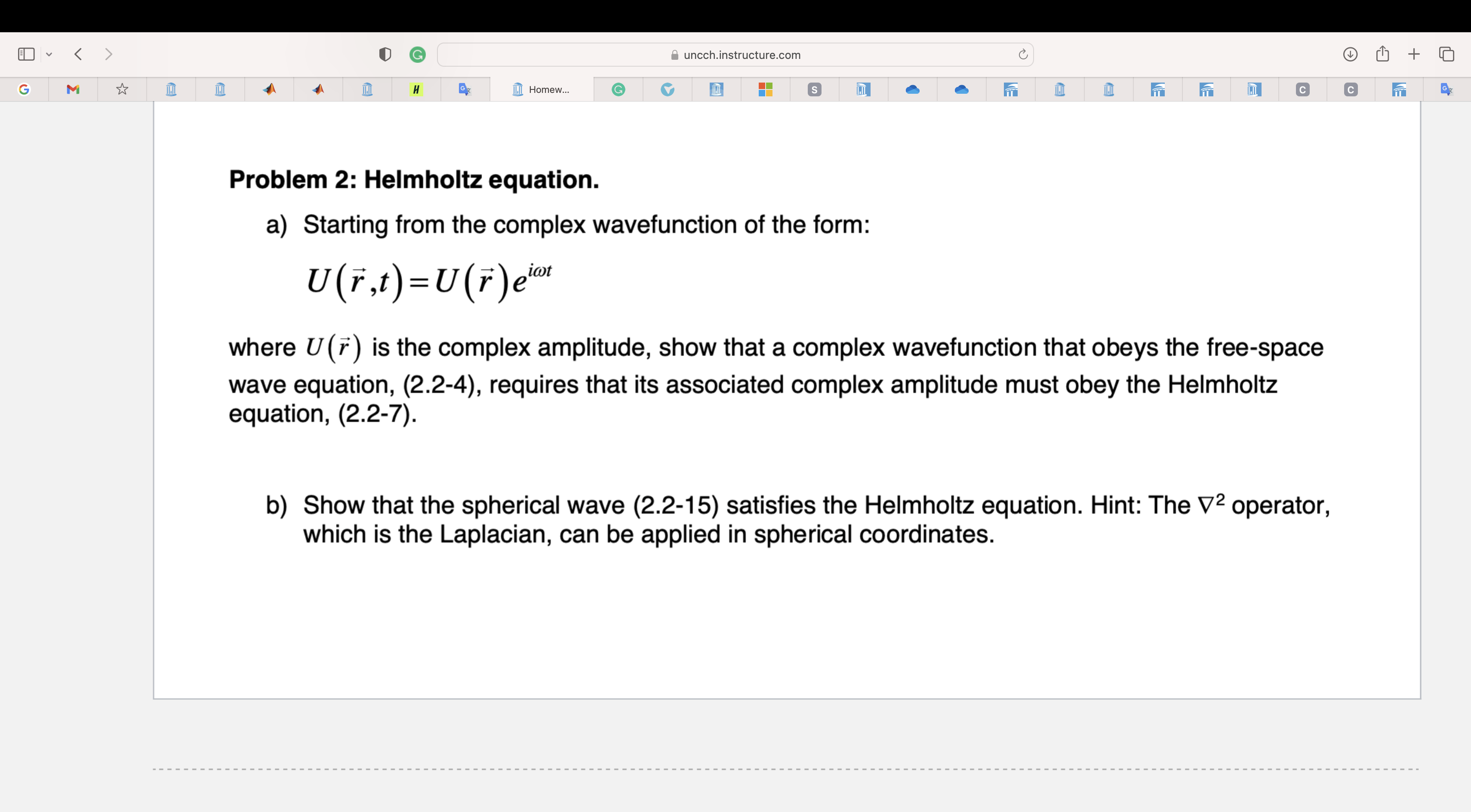 Solved Problem 2: Helmholtz equation.a) ﻿Starting from the | Chegg.com