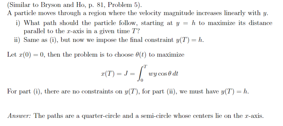 Solved (Similar to Bryson and Ho, p. 81, Problem 5 ). A | Chegg.com