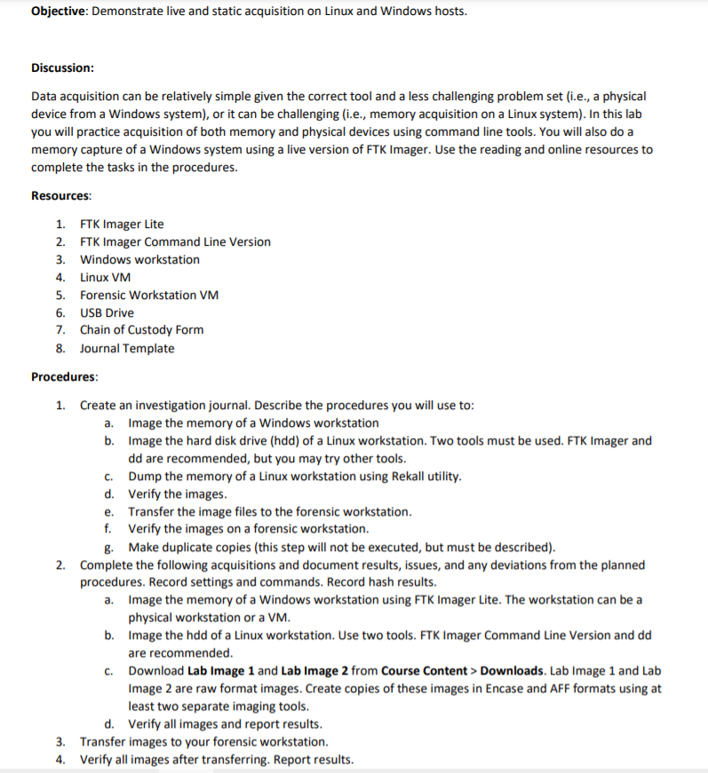 Solved This is a computer forensics course and it needs to | Chegg.com