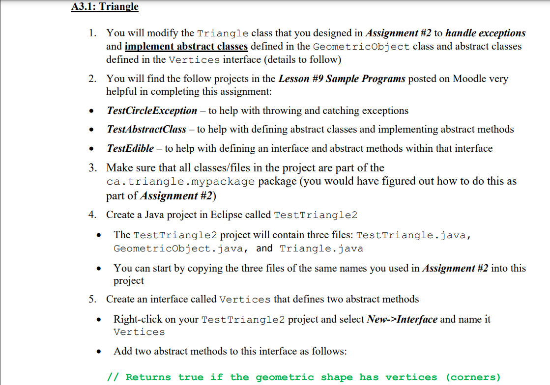 Solved 1. You will modify the Triangle class that you | Chegg.com