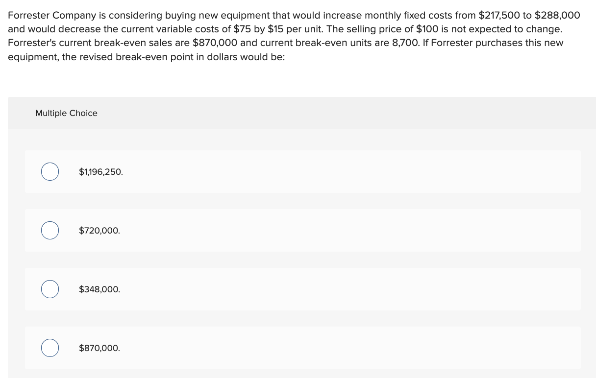 Solved Forrester Company is considering buying new equipment | Chegg.com