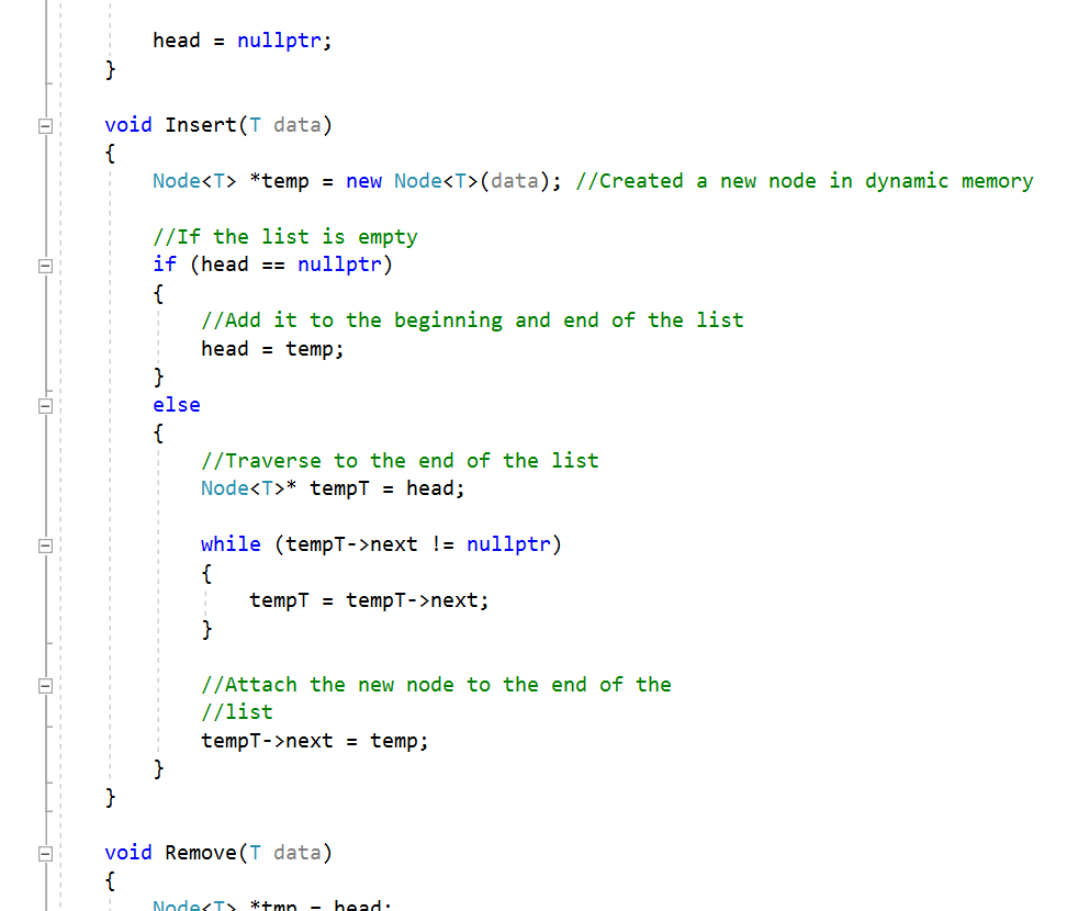 head nullptr; void Insert(T data) dynamic new | Chegg.com