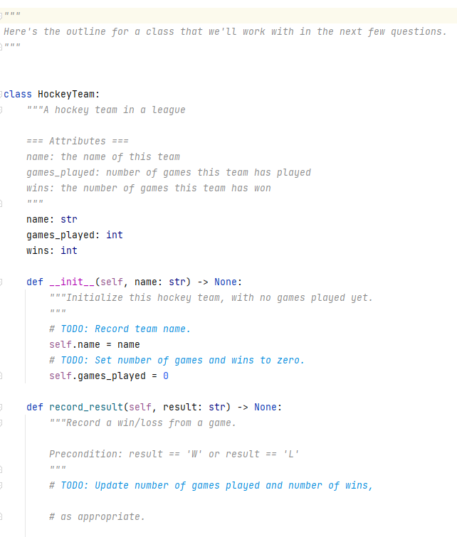 Solved ass HockeyTeam: "" "A hockey team in a league === | Chegg.com