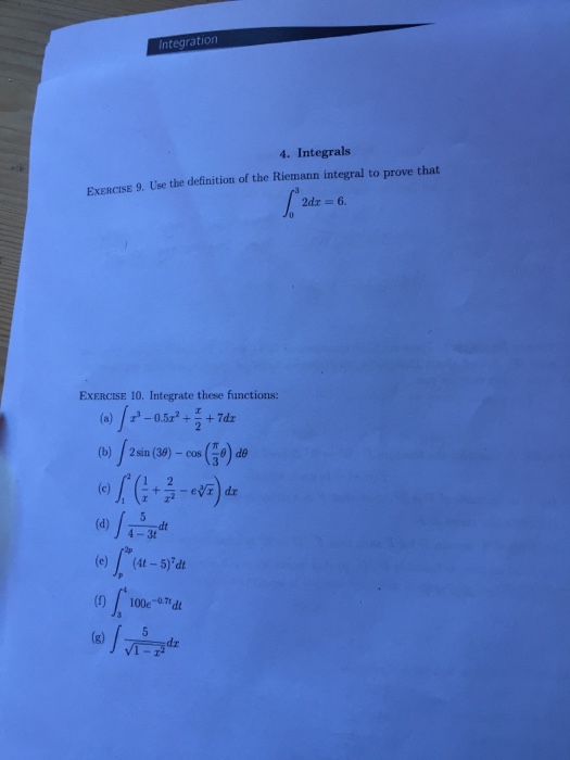 Solved Integration 4. Integrals ExERCISE 9. Use the | Chegg.com