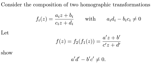 Solved Consider the composition of two homographic | Chegg.com