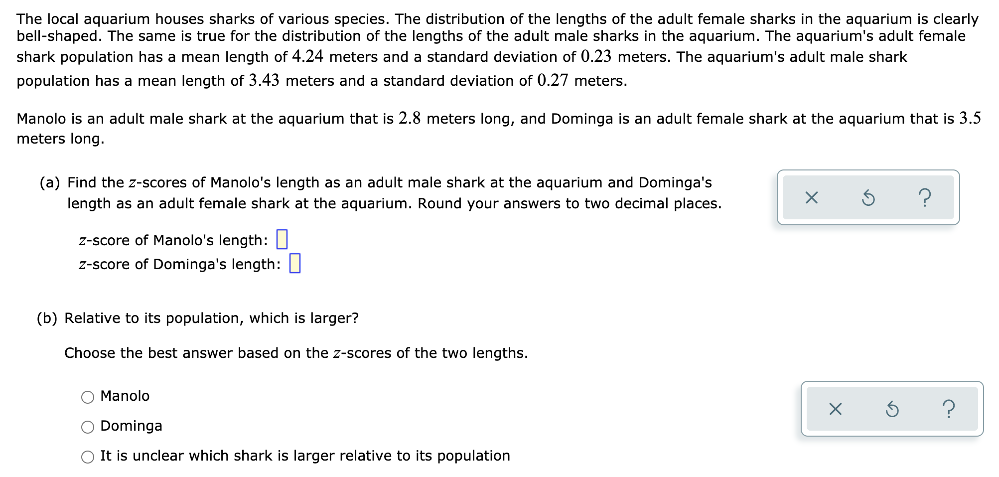 Solved The local aquarium houses sharks of various species. | Chegg.com Solved The local aquarium houses sharks of various species. | Chegg.com