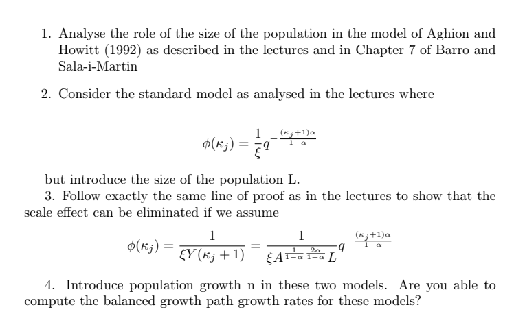 1. Analyse the role of the size of the population in | Chegg.com