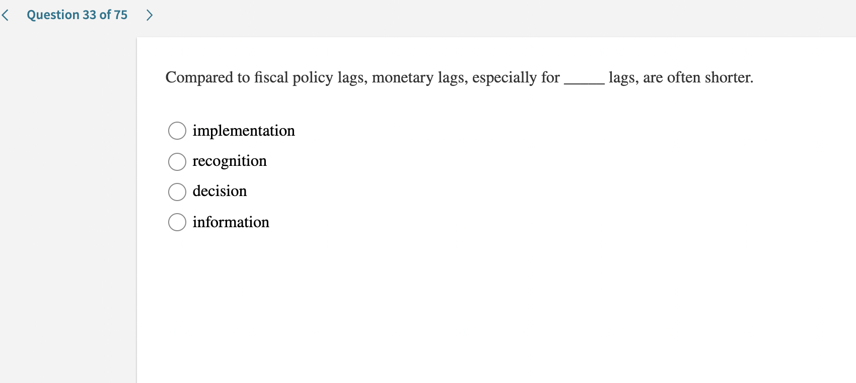 Solved Compared to fiscal policy lags, | Chegg.com