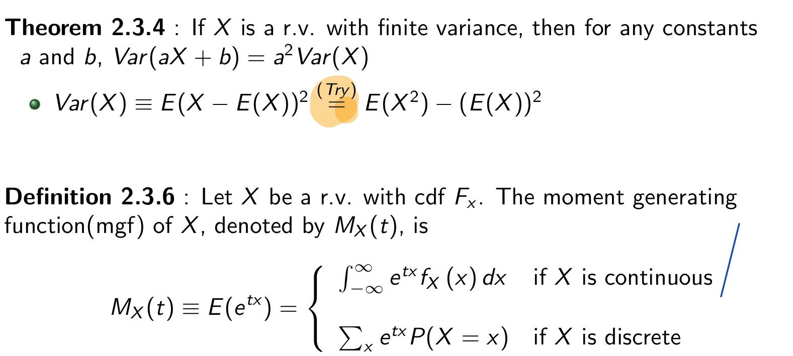 Solved Theorem 2.3.4 : If X is a r.v. with finite variance, | Chegg.com