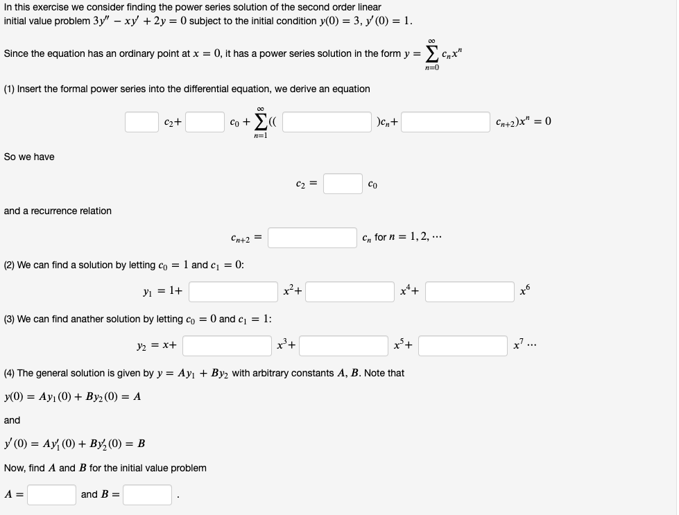 Solved In This Exercise We Consider Finding The Power Series 4894