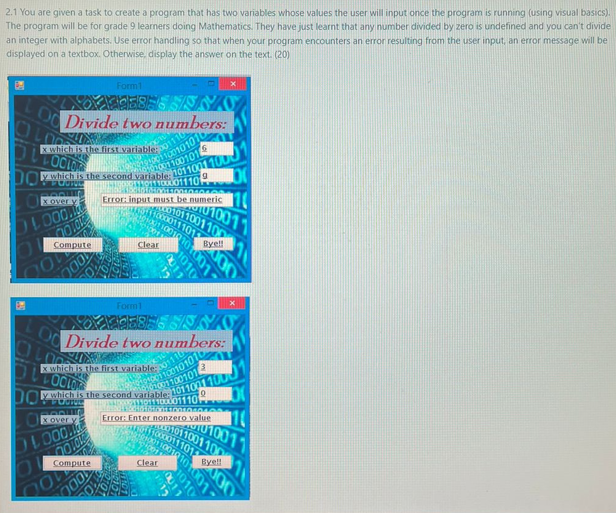 Solved 2.1 You are given a task to create a program that has | Chegg.com