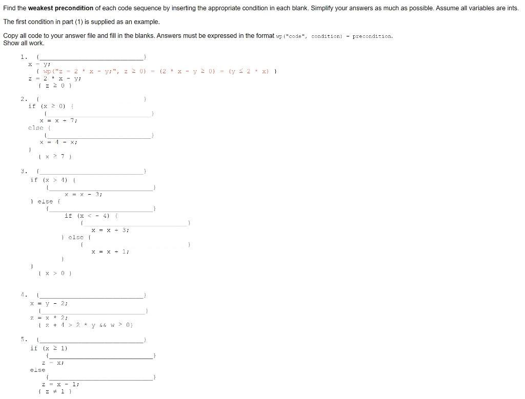 Solved Find the weakest precondition of each code sequence | Chegg.com